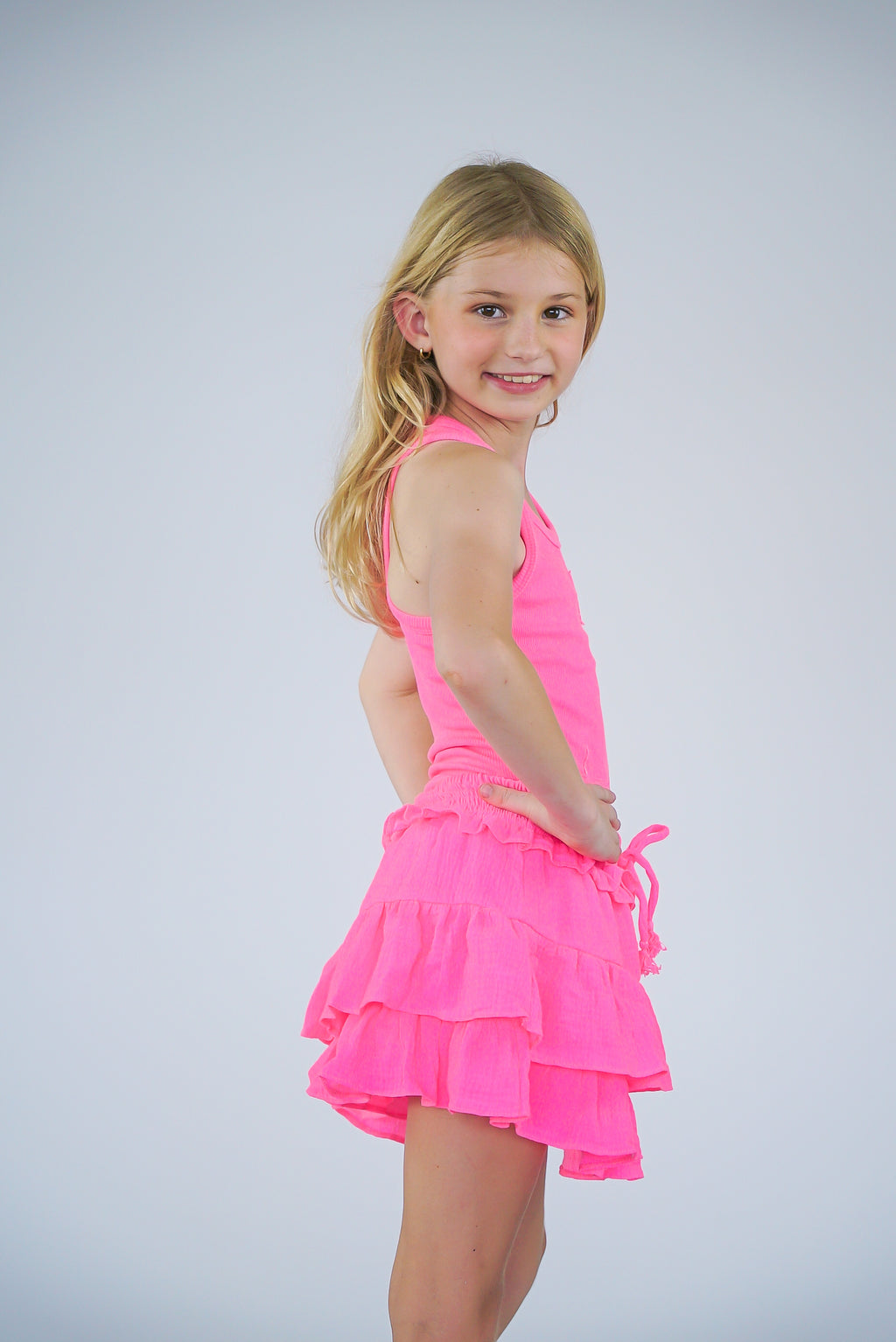 Hot Pink Star Patches Cropped Tank Flowers By Zoe Clothing