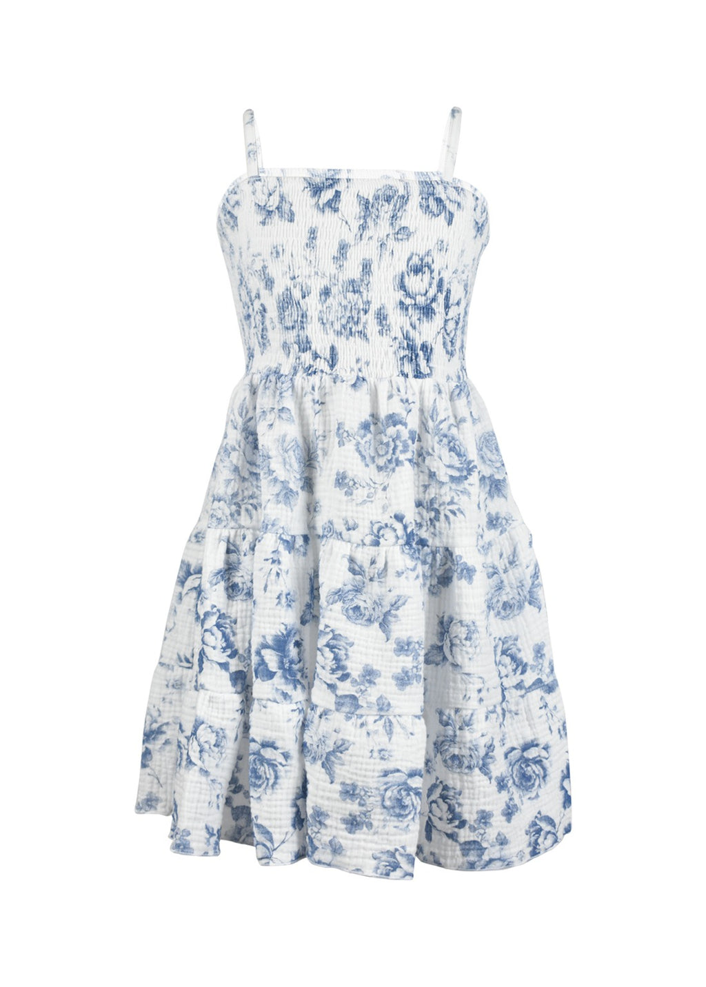 *Blue Toile Printed Smocked Dress* – Flowers By Zoe Clothing